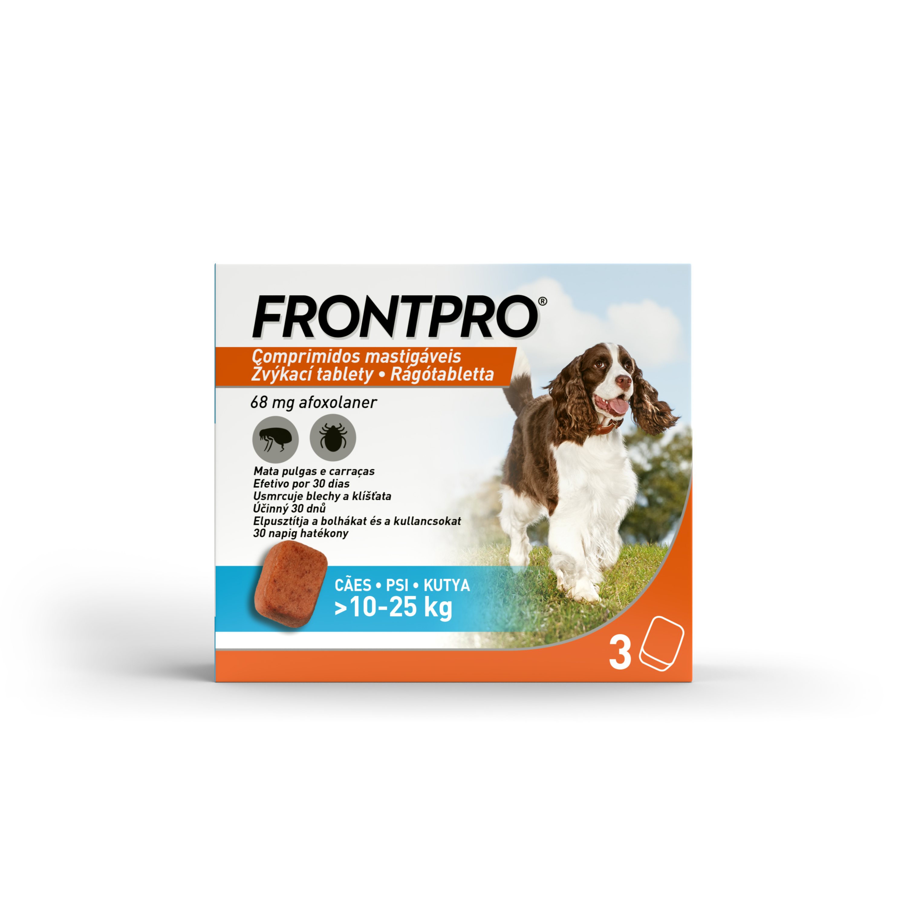 FRONTPRO Kutya Rágótabletta - Bolha Kullancs (10-25kg) M 68mg x 3 ...